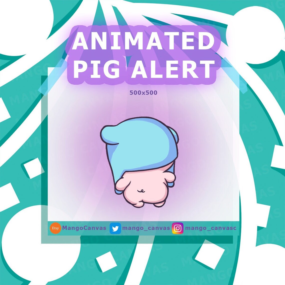 Animated Pig Emote/alert-cute Kawaii Piggy Piglet Oink Farm/animated ...