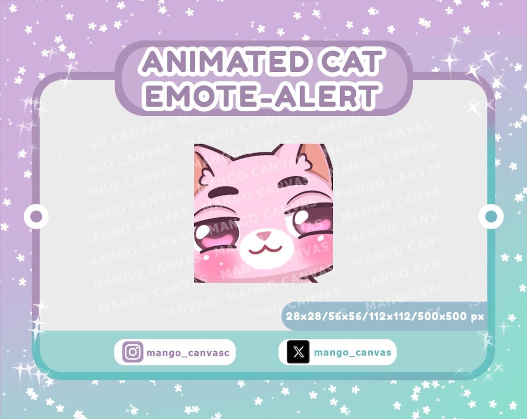 Animated Pink Cat Emote-alert/ Smirk Emote #2 - Etsy