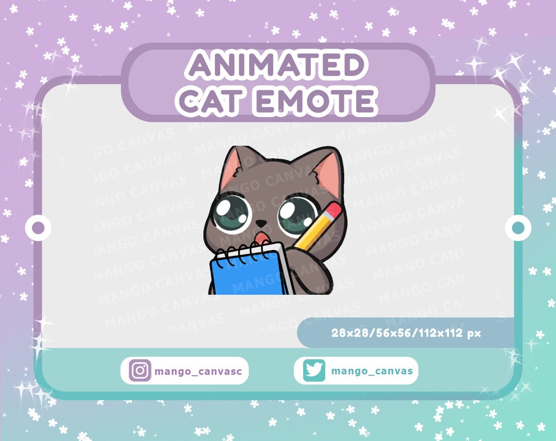 Animated Gray Cat Emote-noted Emote - Etsy