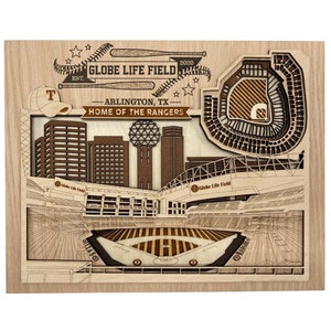 Globe Life Field - Home of the Texas Rangers - Layered Wooden Stadium ...