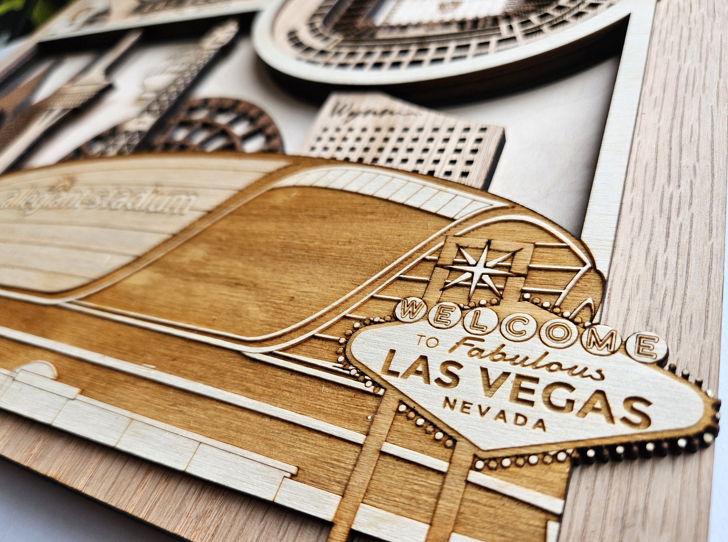 Allegiant Stadium Home of Las Vegas Raiders Football Layered Wooden ...