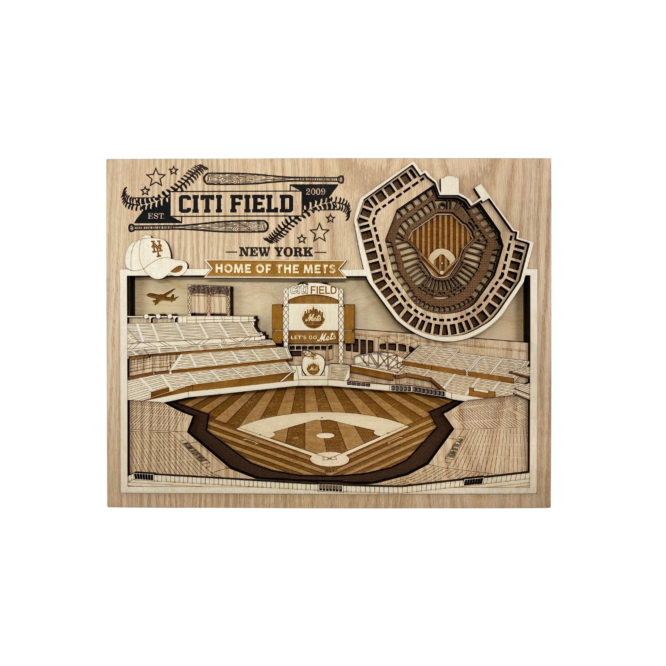 Citi Field Home of the New York Mets Layered Wooden Stadium With the ...