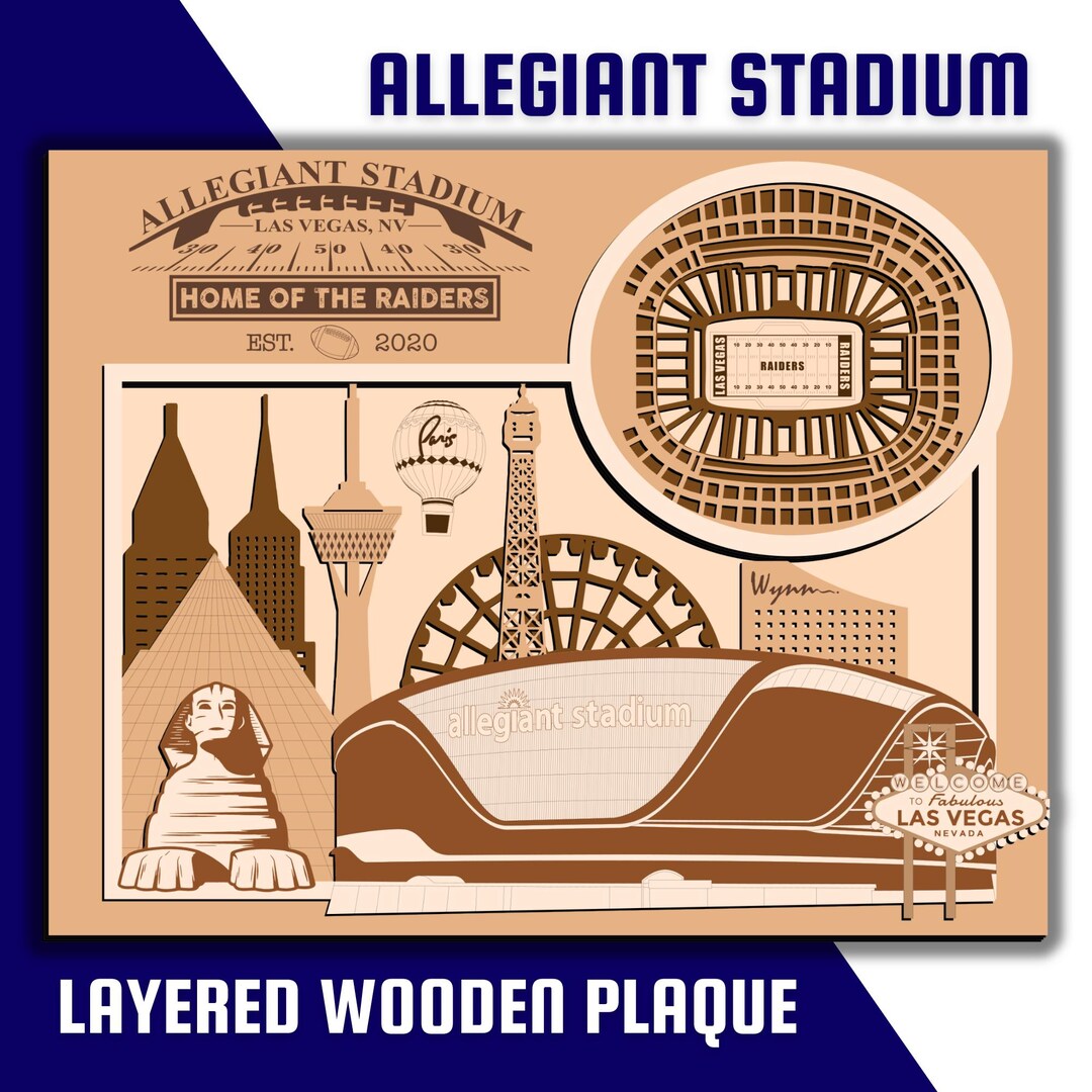 Allegiant Stadium - Home of Las Vegas Raiders Football - Layered Wooden ...