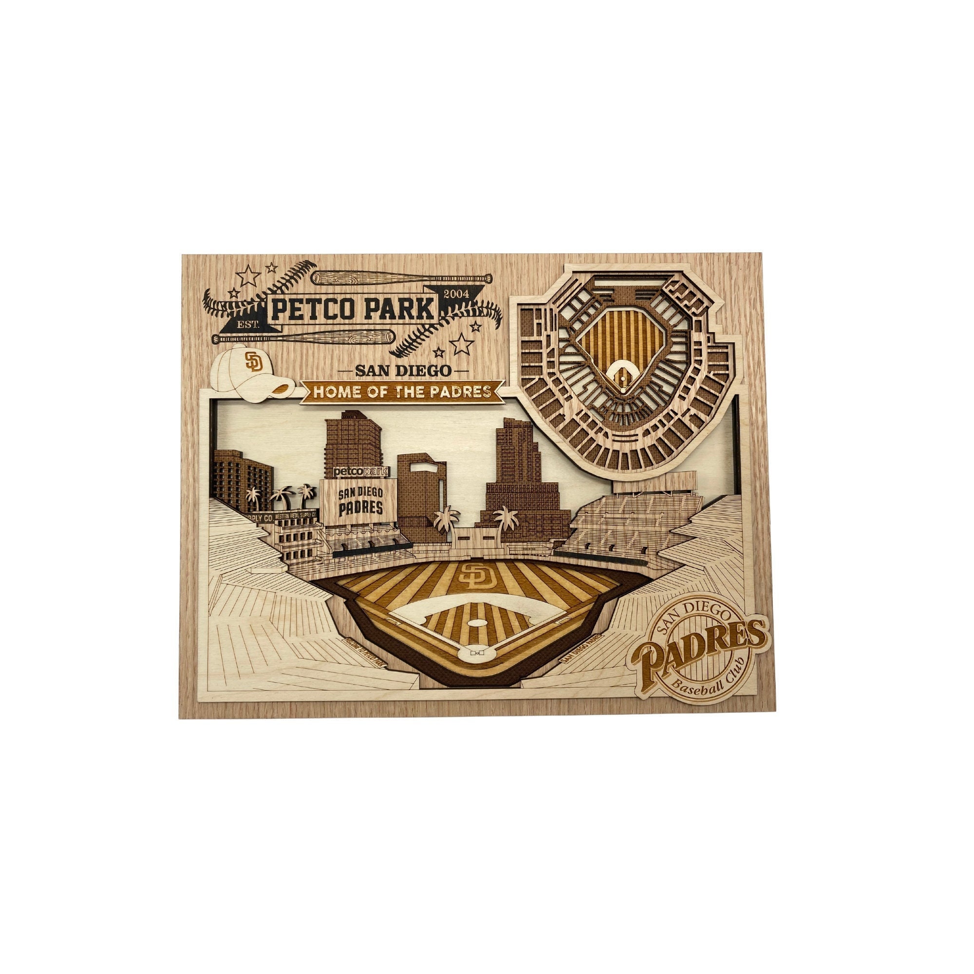 Petco Park Home of the San Diego Padres Layered Wooden Stadium With the ...