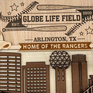 Globe Life Field - Home of the Texas Rangers - Layered Wooden Stadium ...