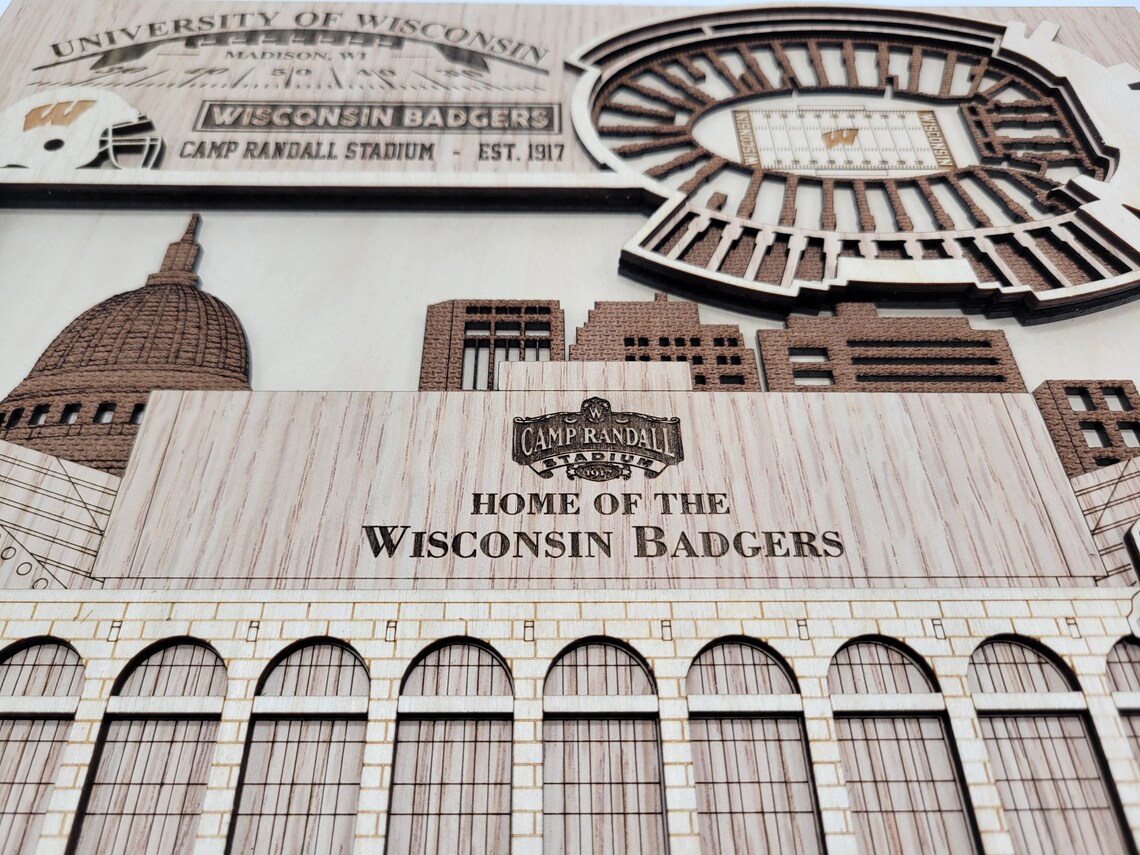 Camp Randall Stadium Home of Wisconsin Badgers Football Layered Wooden ...
