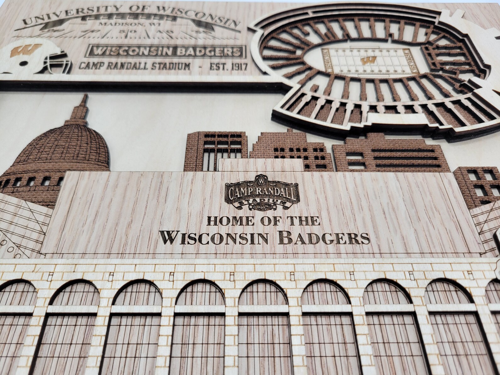 Camp Randall Stadium Home of Wisconsin Badgers Football Layered Wooden ...