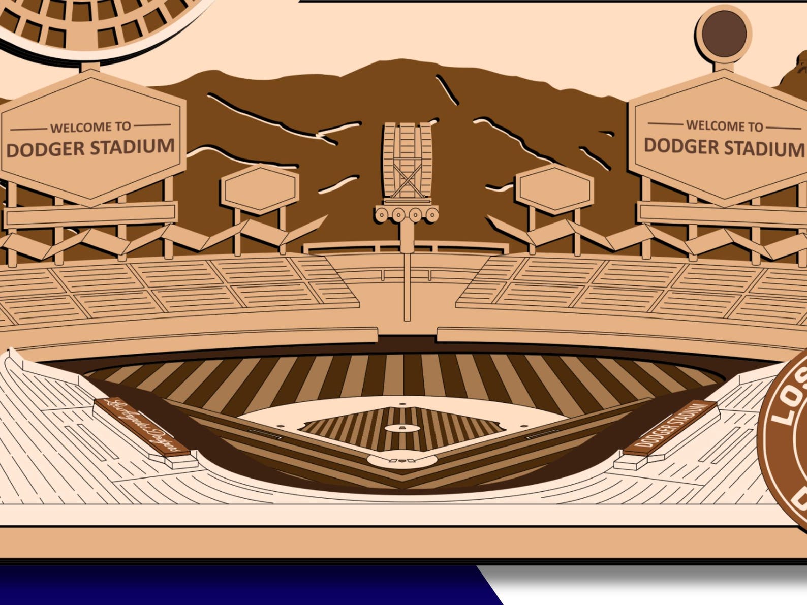 Dodger Stadium - Home of the Los Angeles Dodgers - Layered Wooden ...