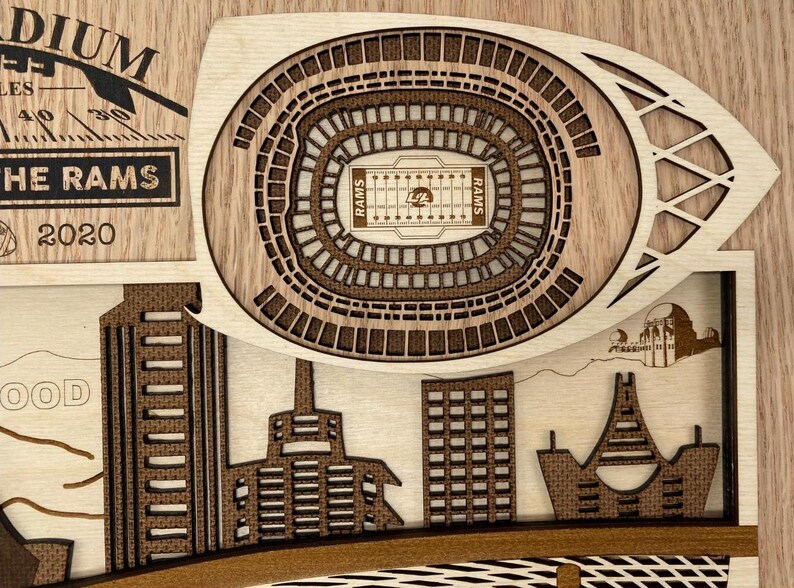 SOFI Stadium - Home of Los Angeles Rams Football - Layered Wooden ...