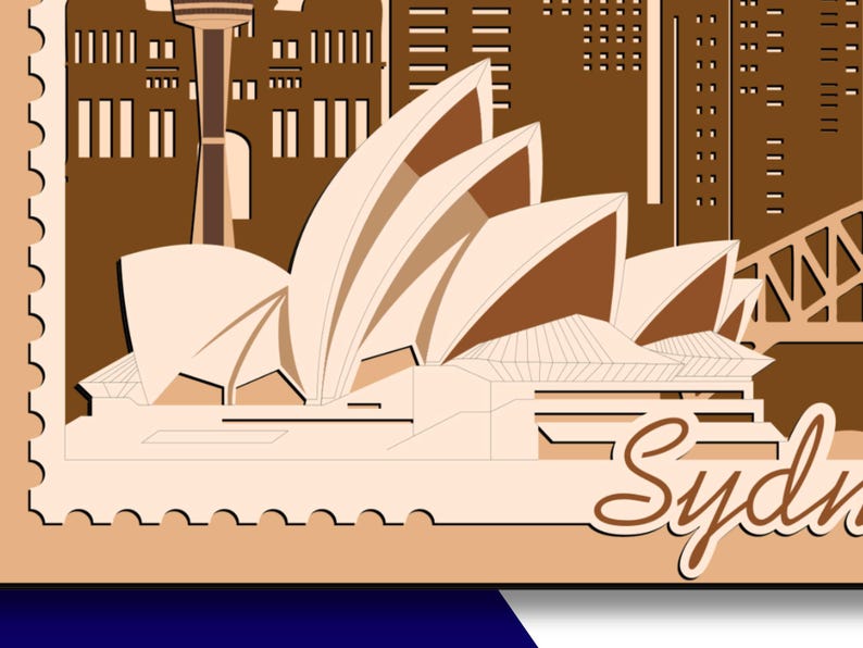 Sydney Skyline - Famous Sydney Landmarks - Layered Wooden Skyline - Etsy