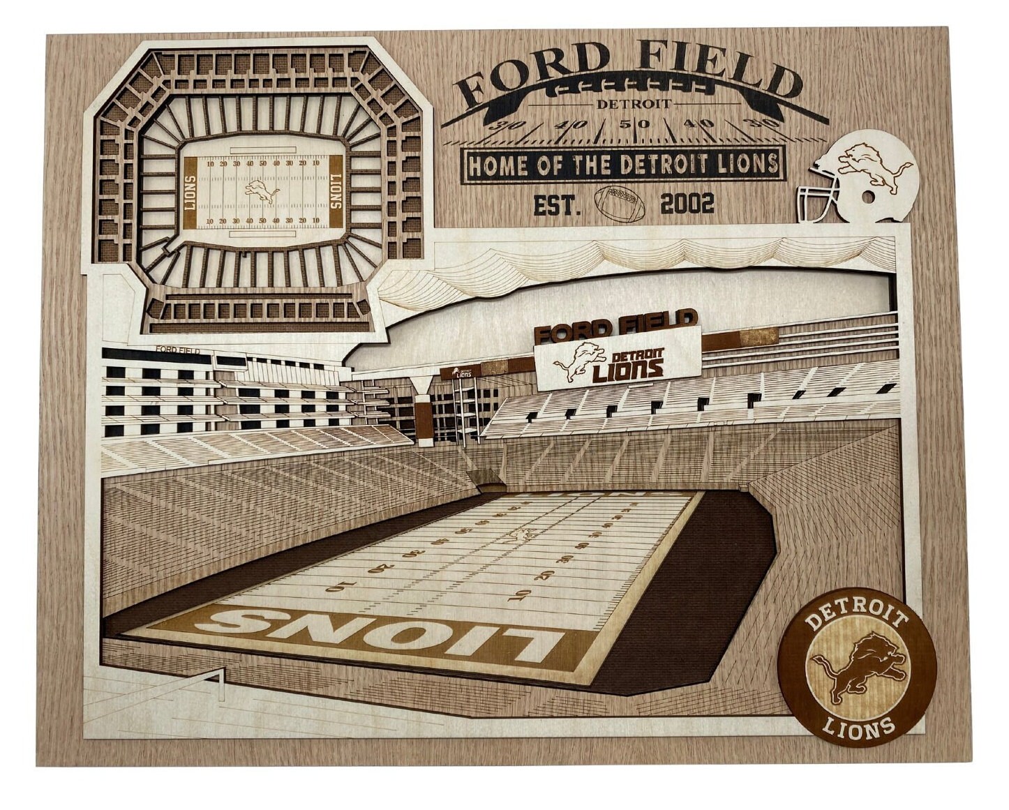 Ford Field Home of the Detroit Lions Layered Wooden Stadium With the ...