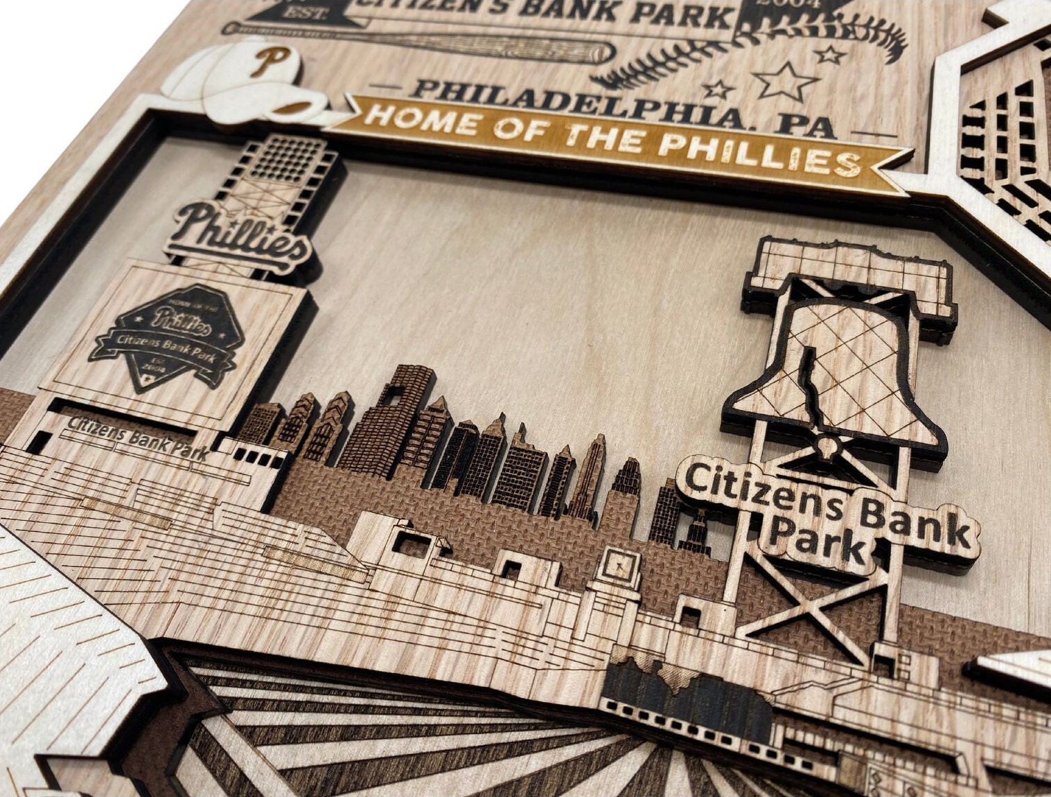 Citizen's Bank Park Home of the Philadelphia Phillies Layered Wooden ...