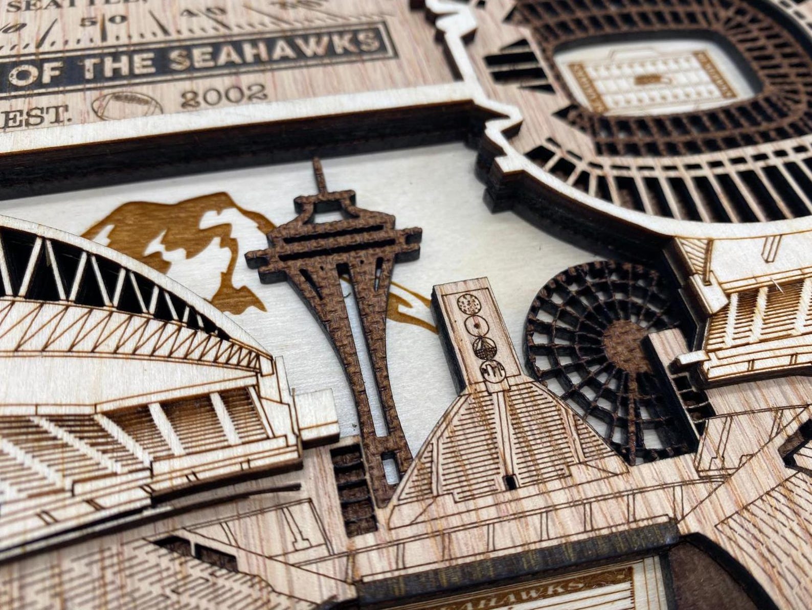 Lumen Field - Home of Seattle Seahawks Football - Layered Wooden ...