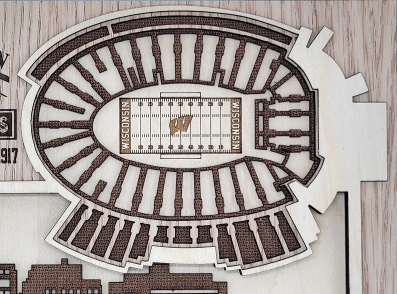 Camp Randall Stadium Home of Wisconsin Badgers Football Layered Wooden ...