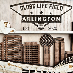 Globe Life Field Home of the Texas Rangers Layered Wooden Stadium With ...