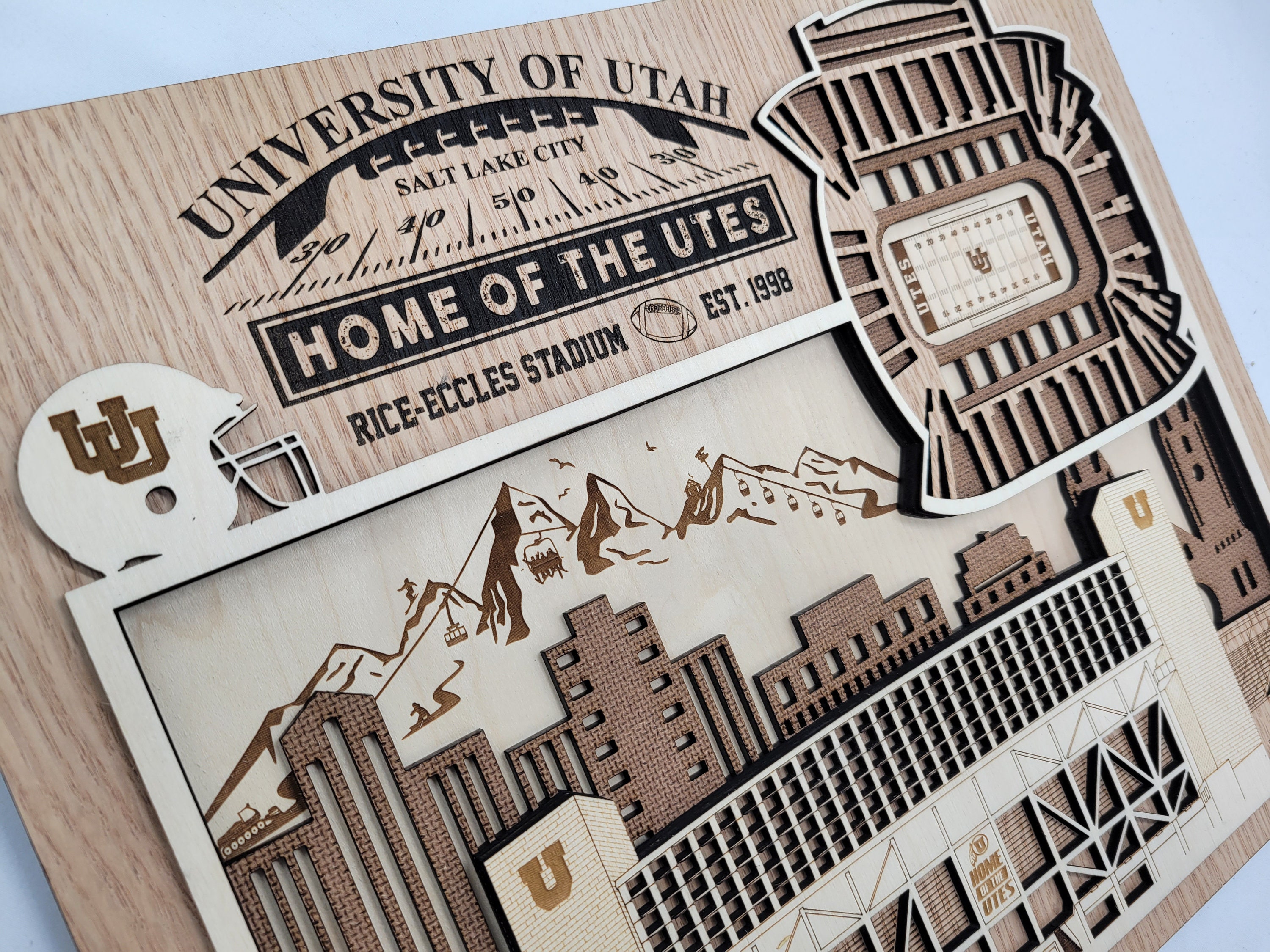 Rice-eccles Stadium Home of the Utah Utes Layered Wooden Stadium With ...