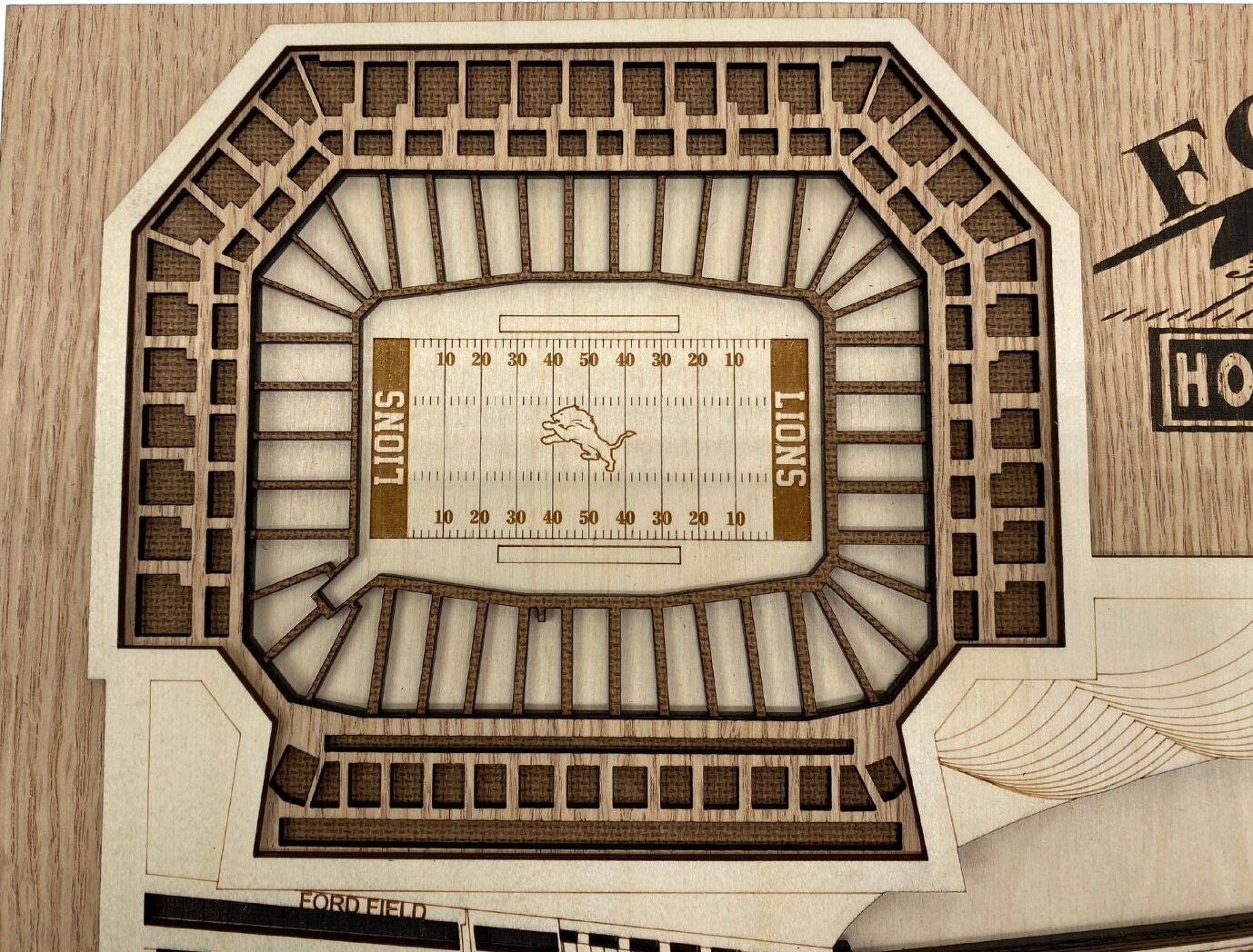 Ford Field Home of the Detroit Lions Layered Wooden Stadium With the ...