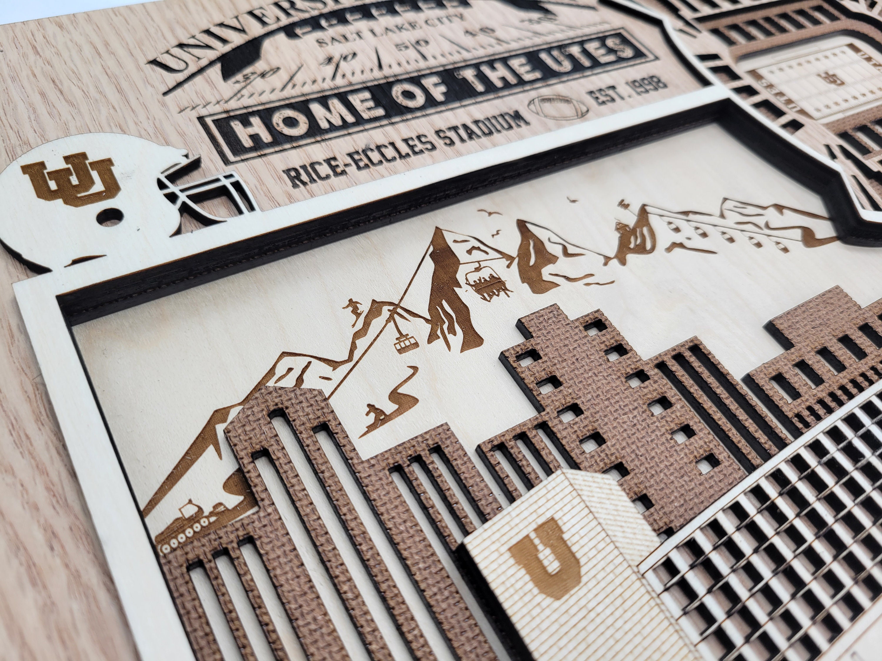 Rice-eccles Stadium Home of the Utah Utes Layered Wooden Stadium With ...