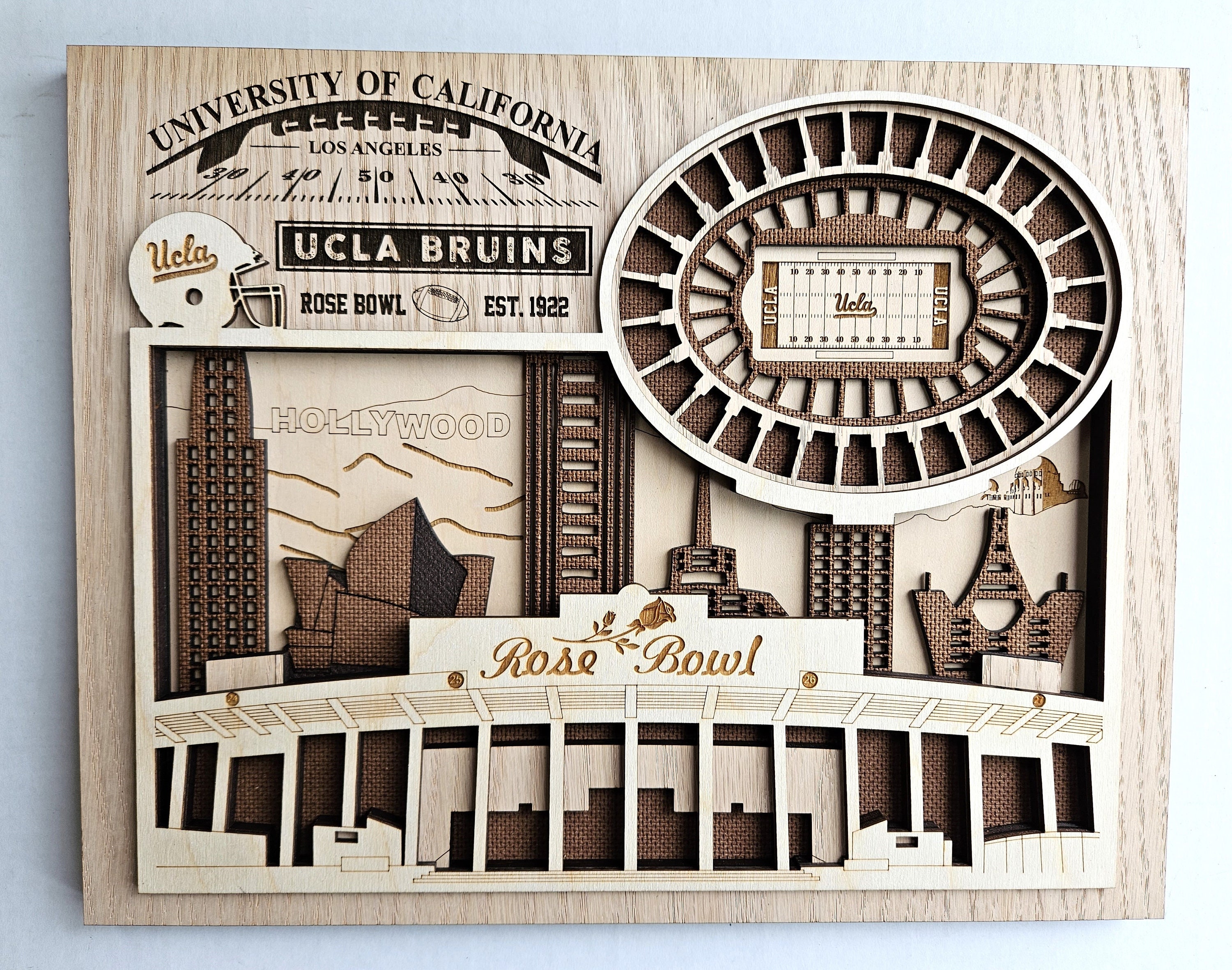 Rose Bowl Home of UCLA Football Layered Wooden Stadium Replica With Los ...