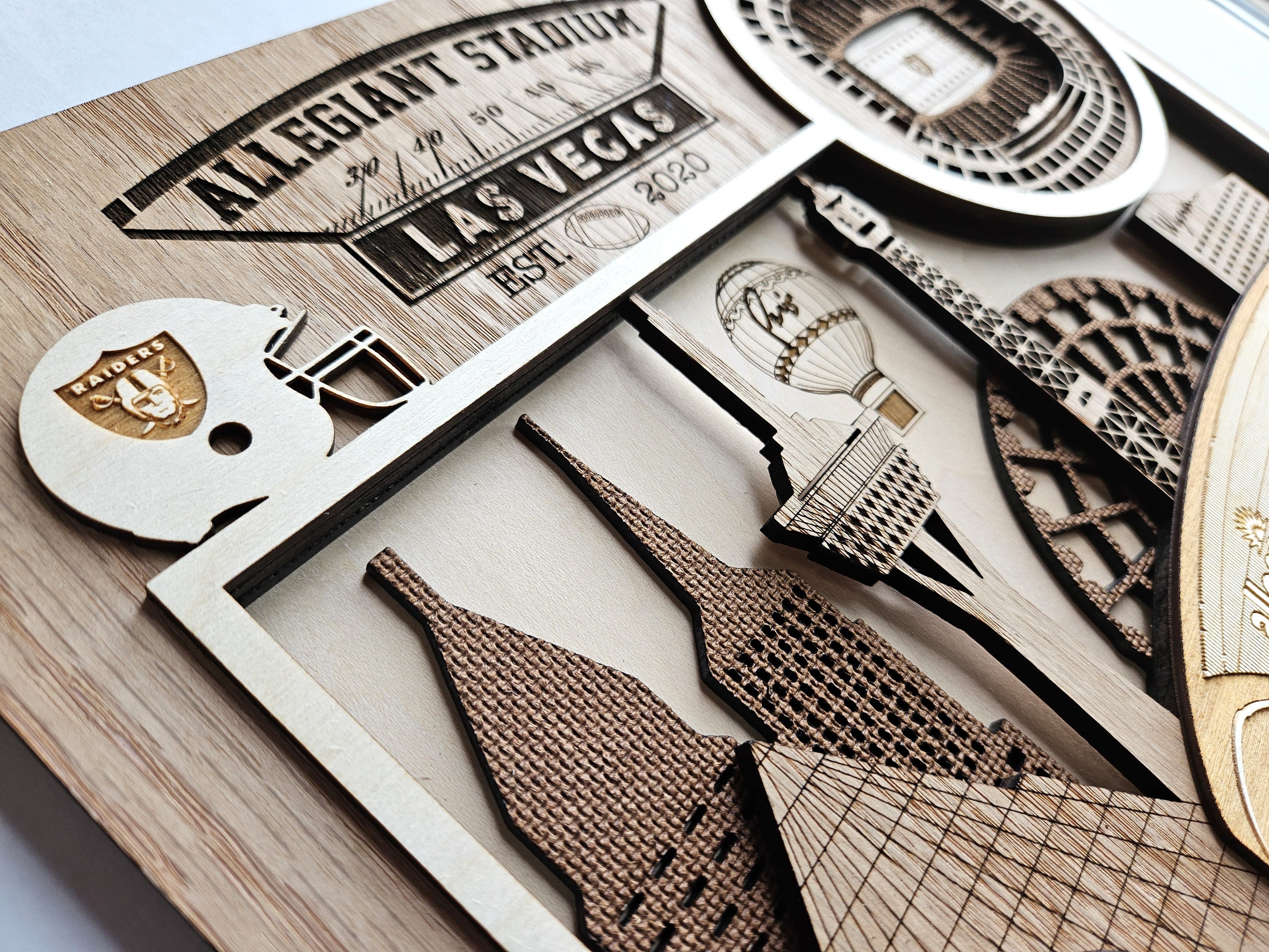 Allegiant Stadium Home of Las Vegas Raiders Football Layered Wooden ...