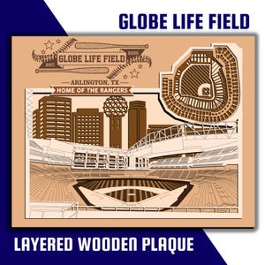 Globe Life Field - Home of the Texas Rangers - Layered Wooden Stadium ...