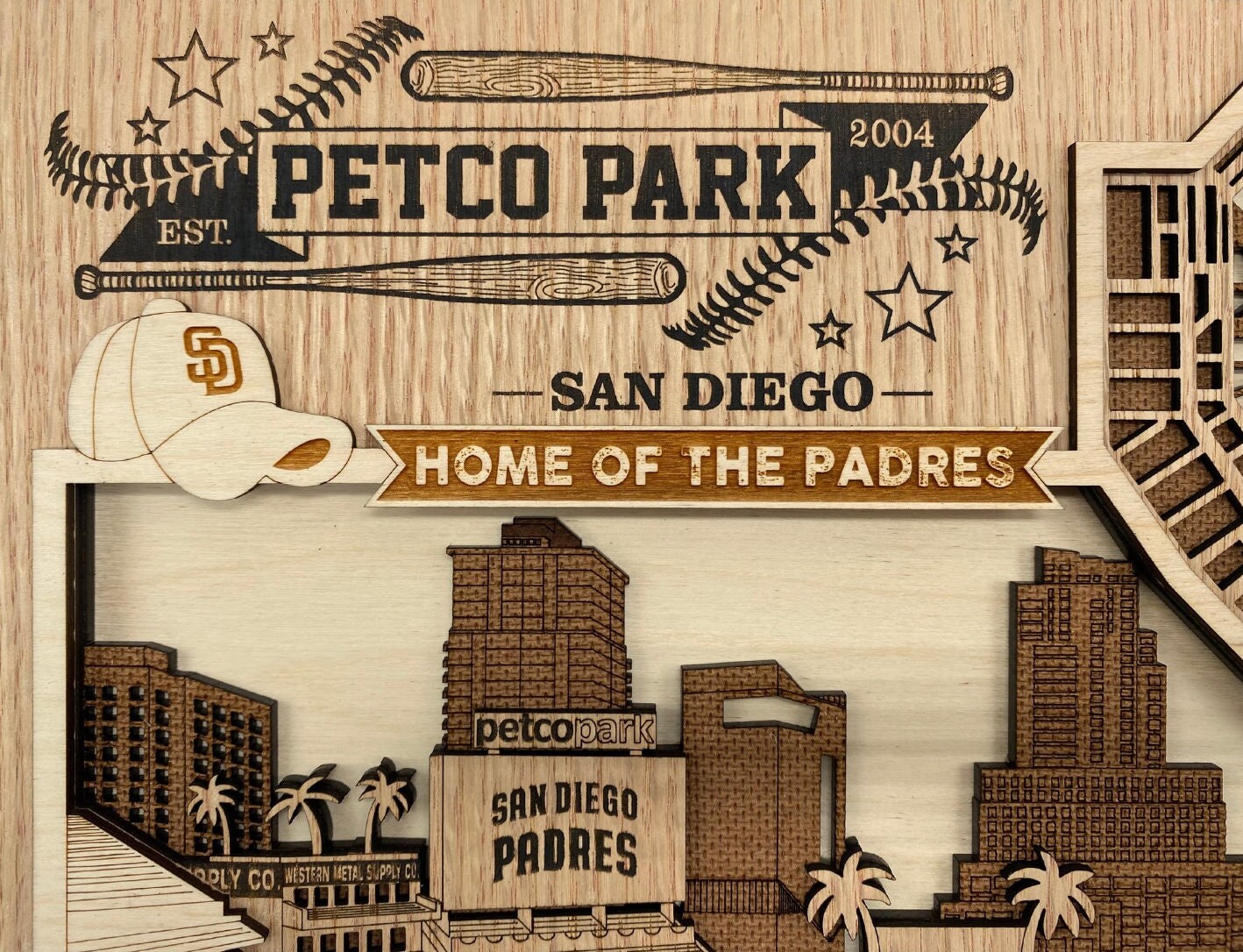 Petco Park Home of the San Diego Padres Layered Wooden Stadium With the ...