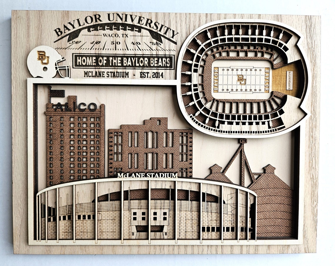Mclane Stadium Home of Baylor Bears Football Layered Wooden Stadium ...
