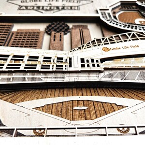 Globe Life Field Home of the Texas Rangers Layered Wooden Stadium With ...