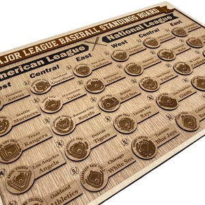 MLB Standings Board, Major League Baseball Standings Board, Ballpark Coins, Custom Wood Baseball ...