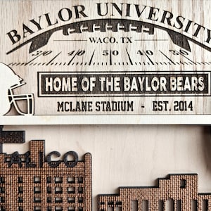 Mclane Stadium Home of Baylor Bears Football Layered Wooden Stadium ...