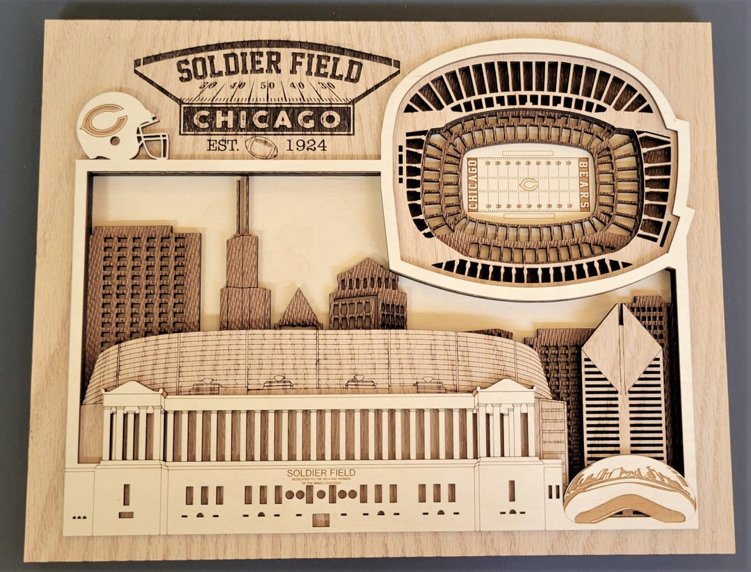 Soldier Field Home of the Chicago Bears Layered Wooden Stadium With ...