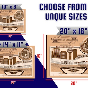 Globe Life Field - Home of the Texas Rangers - Layered Wooden Stadium ...