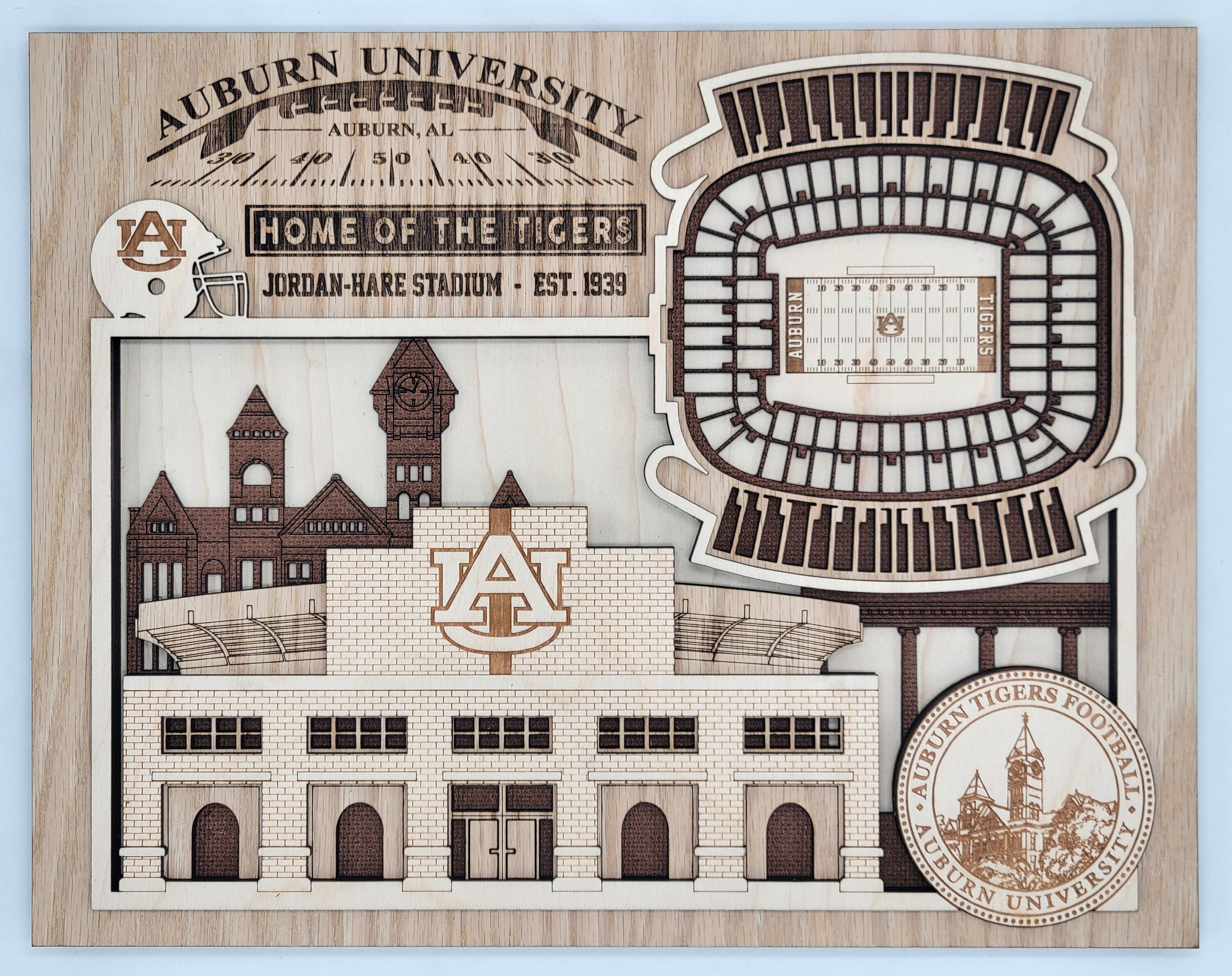 Jordan-hare Stadium Home of Auburn Tigers Football Layered Wooden ...