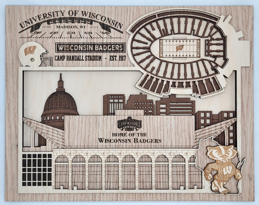 Camp Randall Stadium Home of Wisconsin Badgers Football Layered Wooden ...