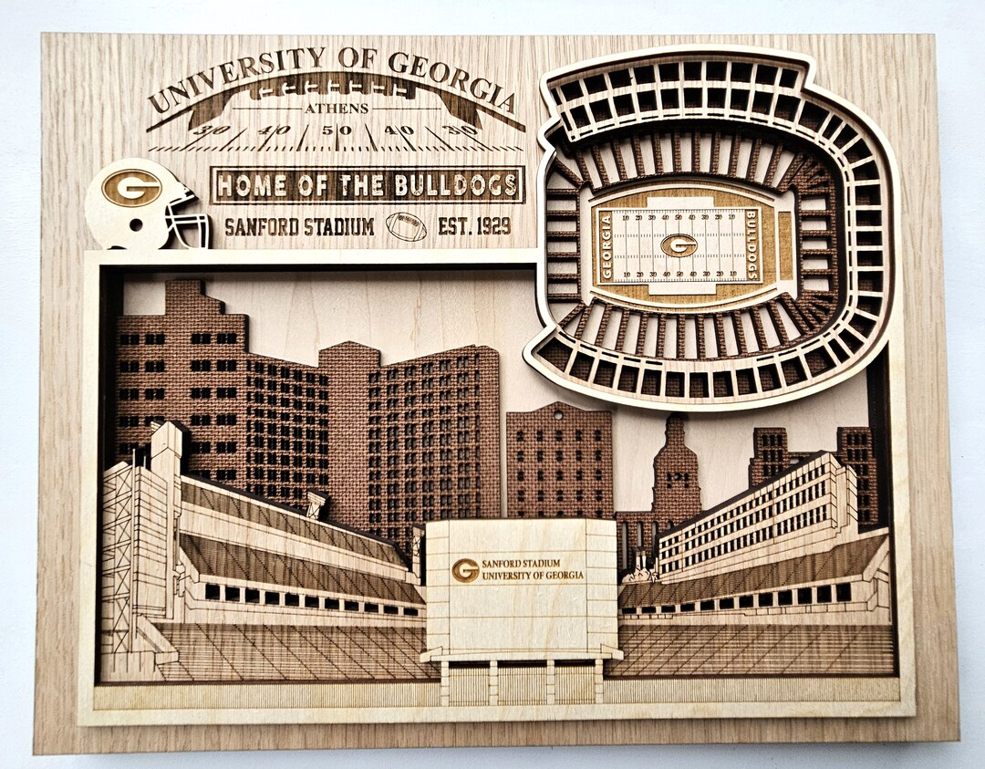 Sanford Stadium Home of Georgia Bulldogs Football Layered, Wooden ...