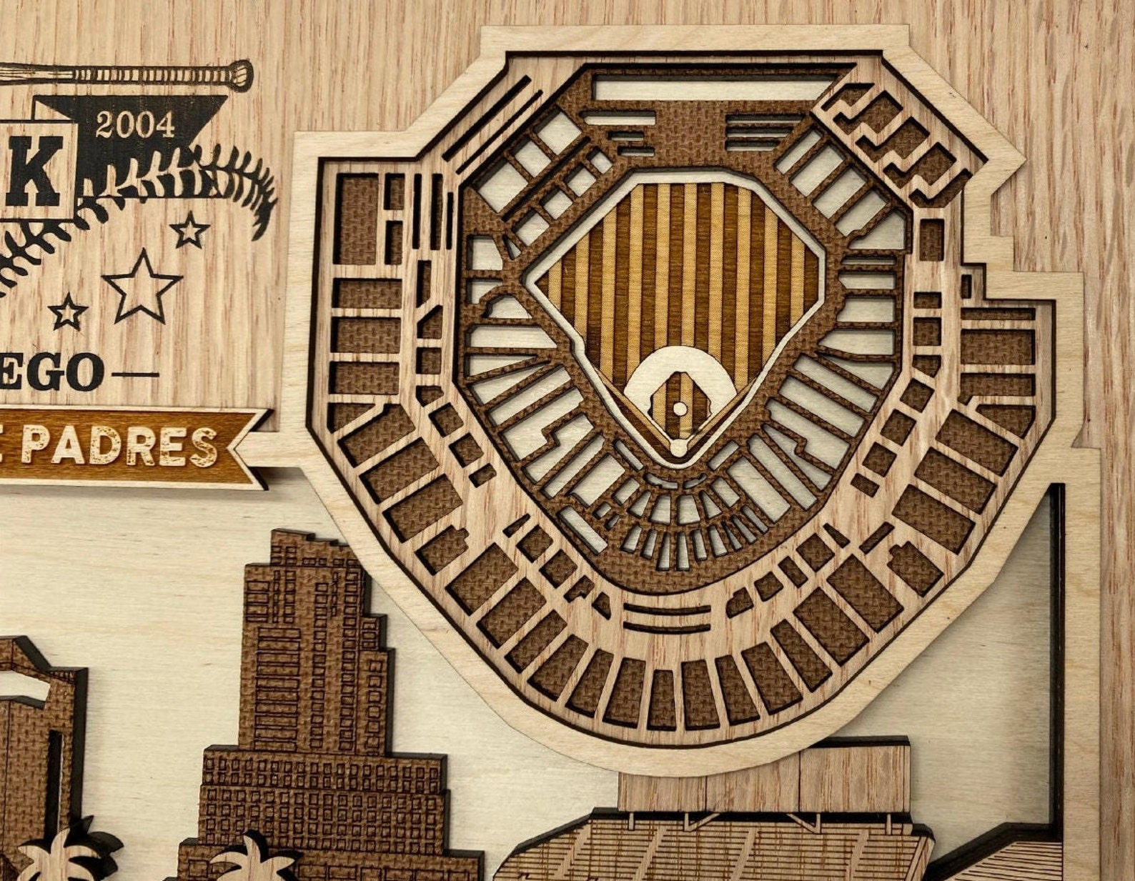 Petco Park Home of the San Diego Padres Layered Wooden Stadium With the ...