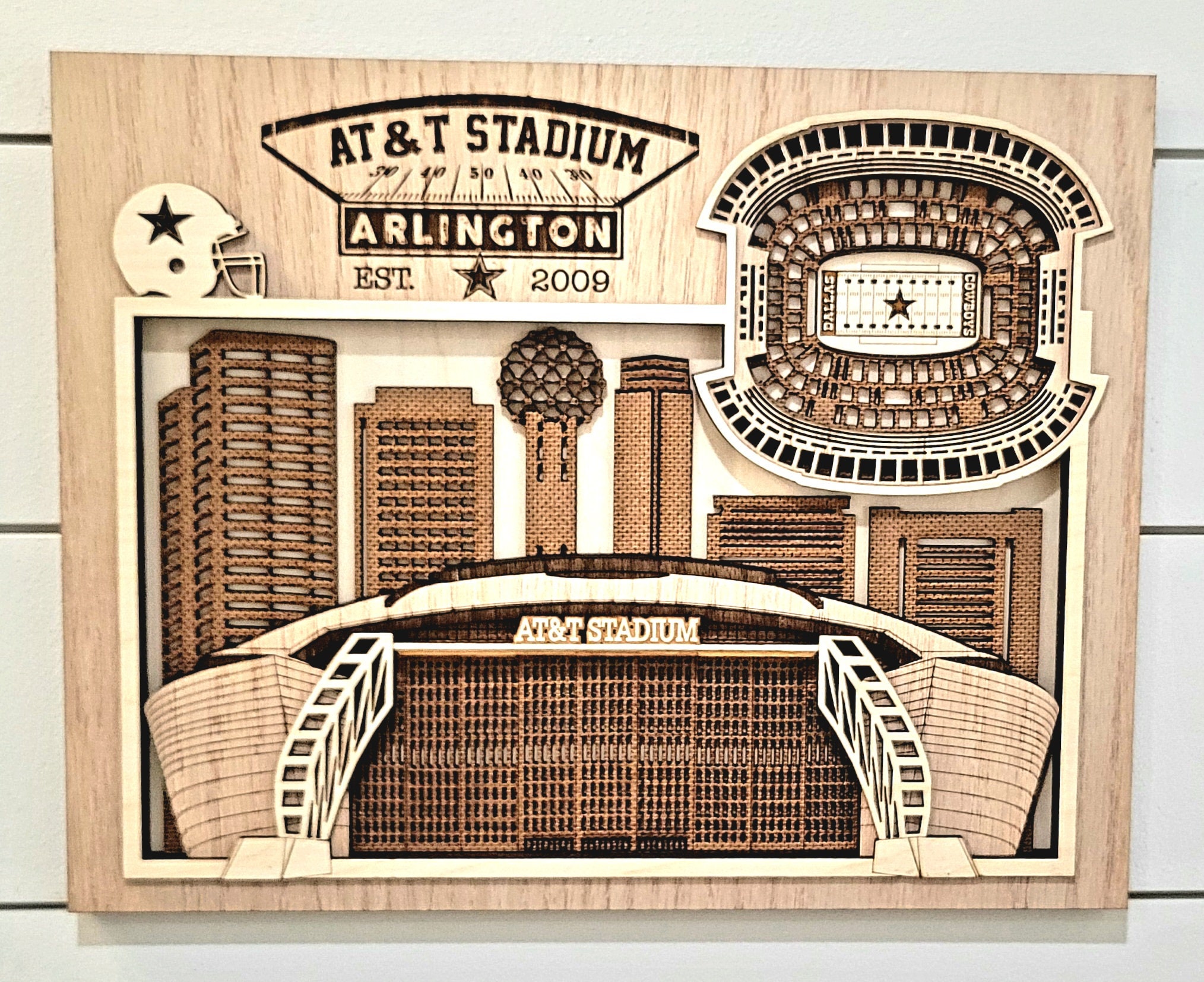 AT&T Stadium Home of the Dallas Cowboys Layered Wooden Stadium With ...
