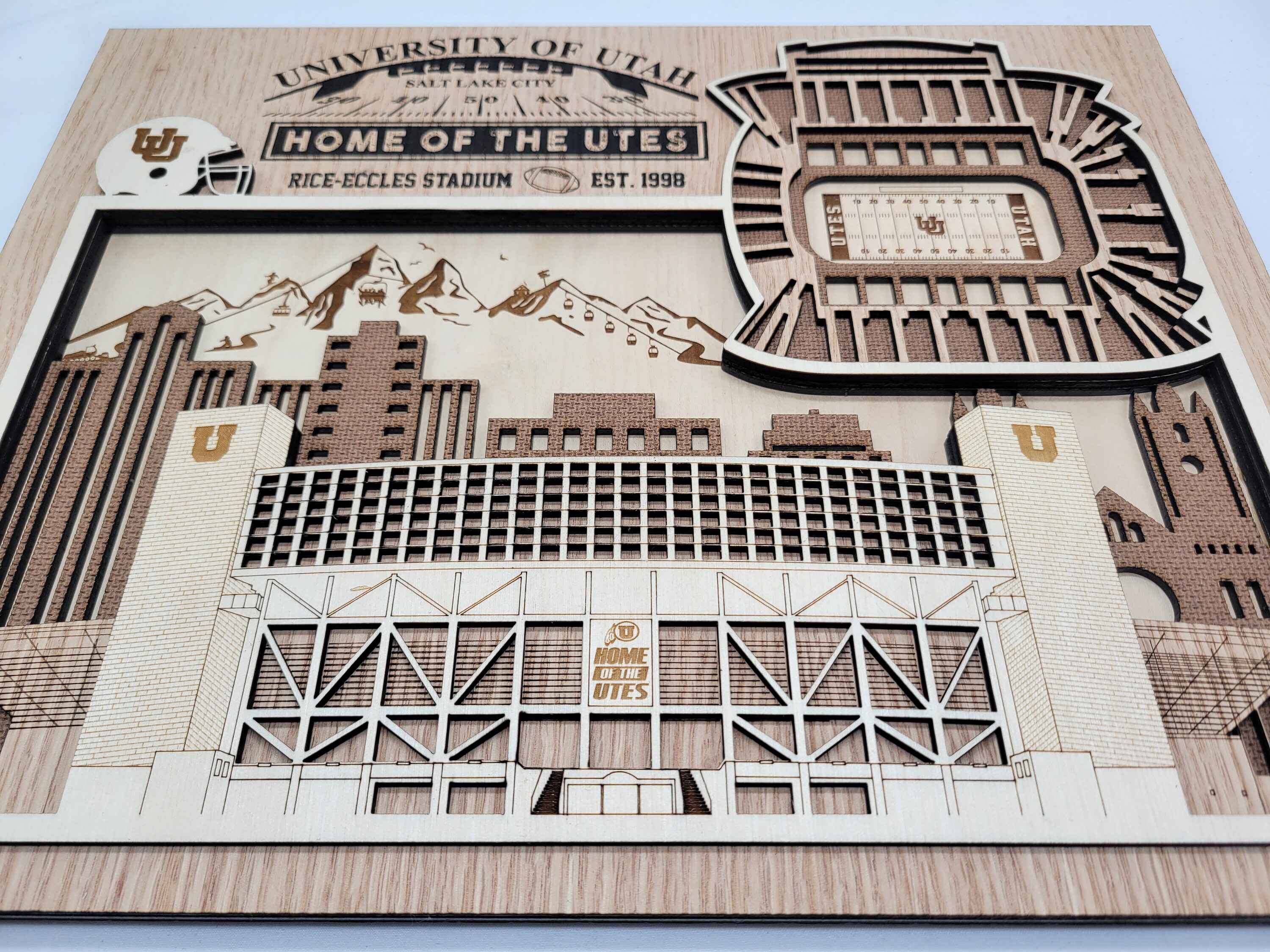Rice-eccles Stadium Home of the Utah Utes Layered Wooden Stadium With ...