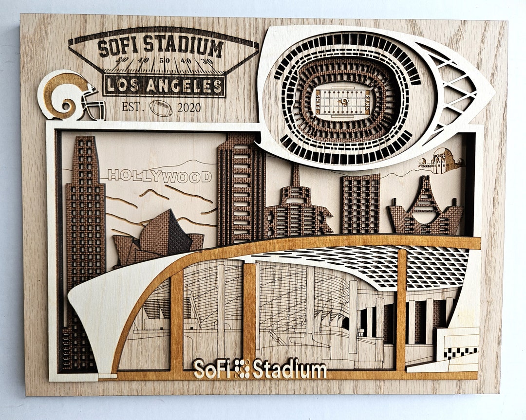 SOFI Stadium Home of Los Angeles Rams Football Layered Wooden Stadium ...