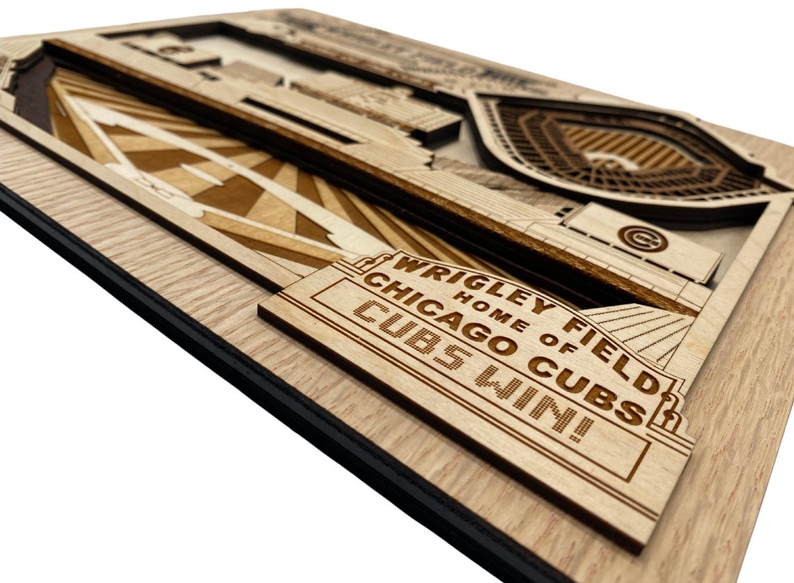 Wrigley Field Home of the Chicago Cubs Layered Wooden Stadium With the ...