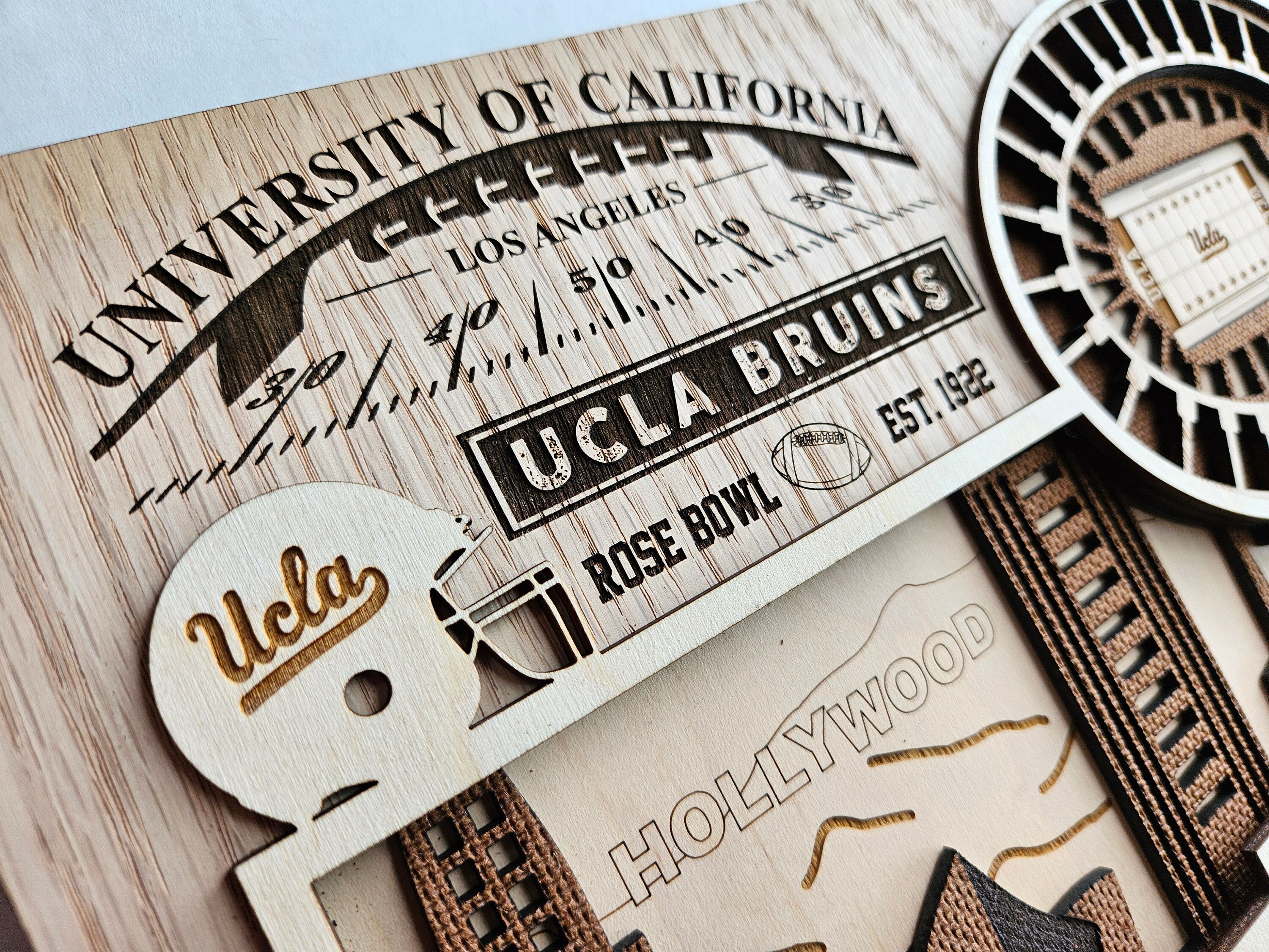 Rose Bowl Home of UCLA Football Layered Wooden Stadium Replica With Los ...