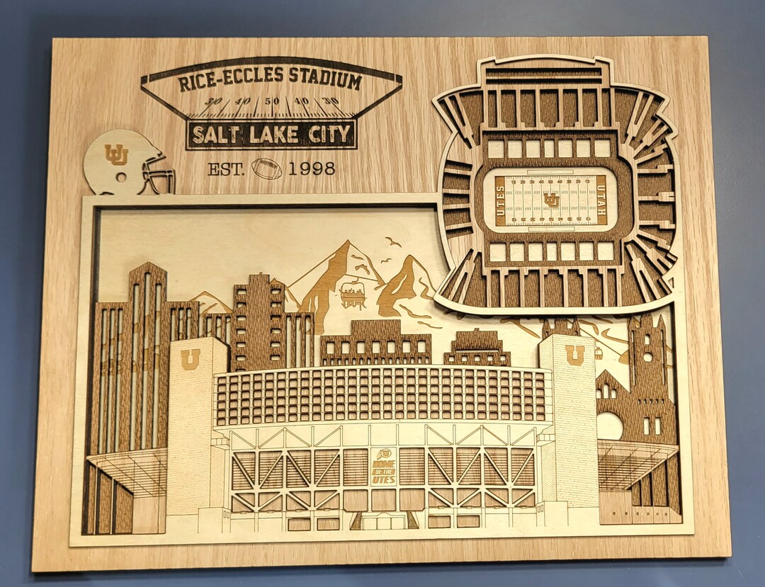 Rice-eccles Stadium Home of the Utah Utes Layered Wooden - Etsy