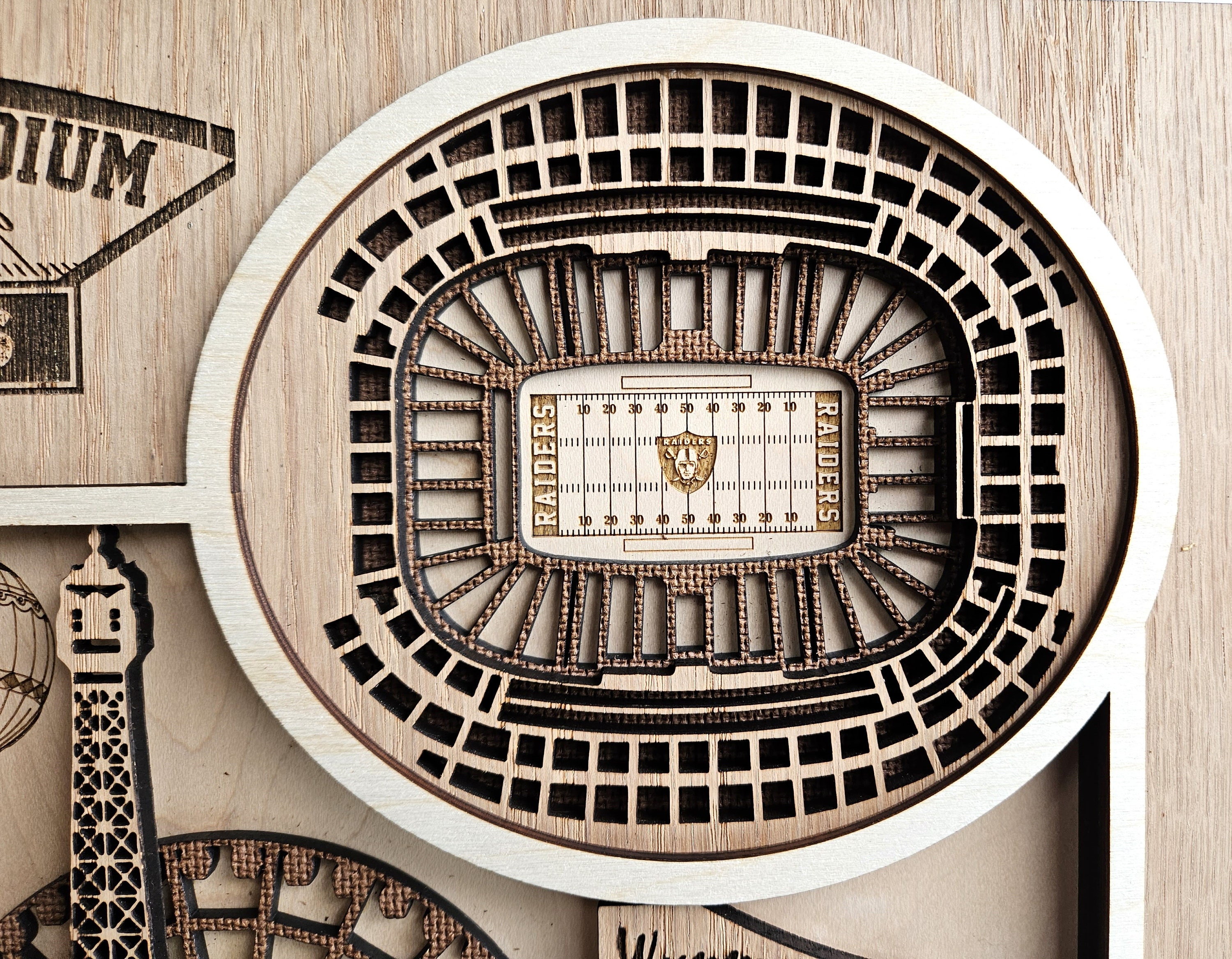 Allegiant Stadium Home of Las Vegas Raiders Football Layered Wooden ...