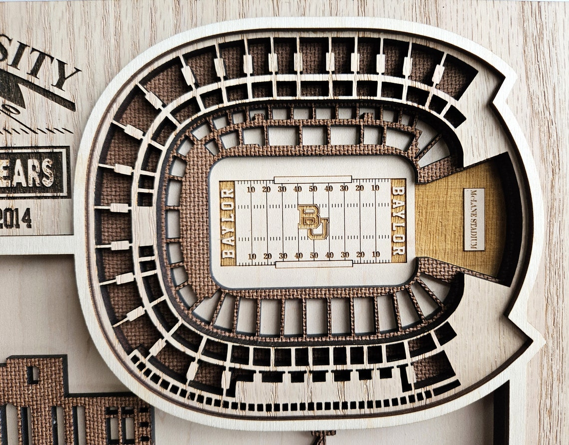 Mclane Stadium Home of Baylor Bears Football Layered Wooden Stadium ...