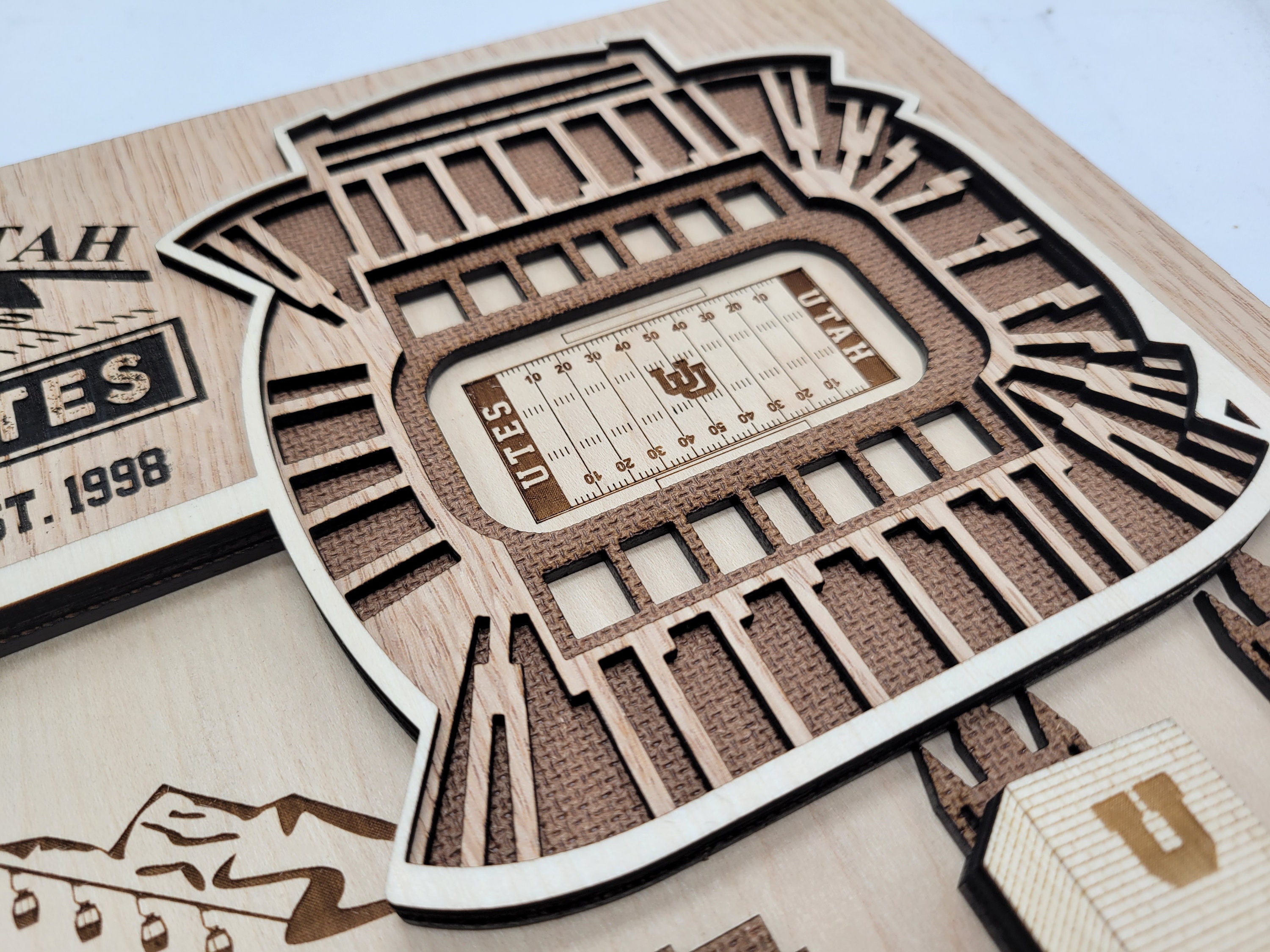 Rice-eccles Stadium Home of the Utah Utes Layered Wooden Stadium With ...
