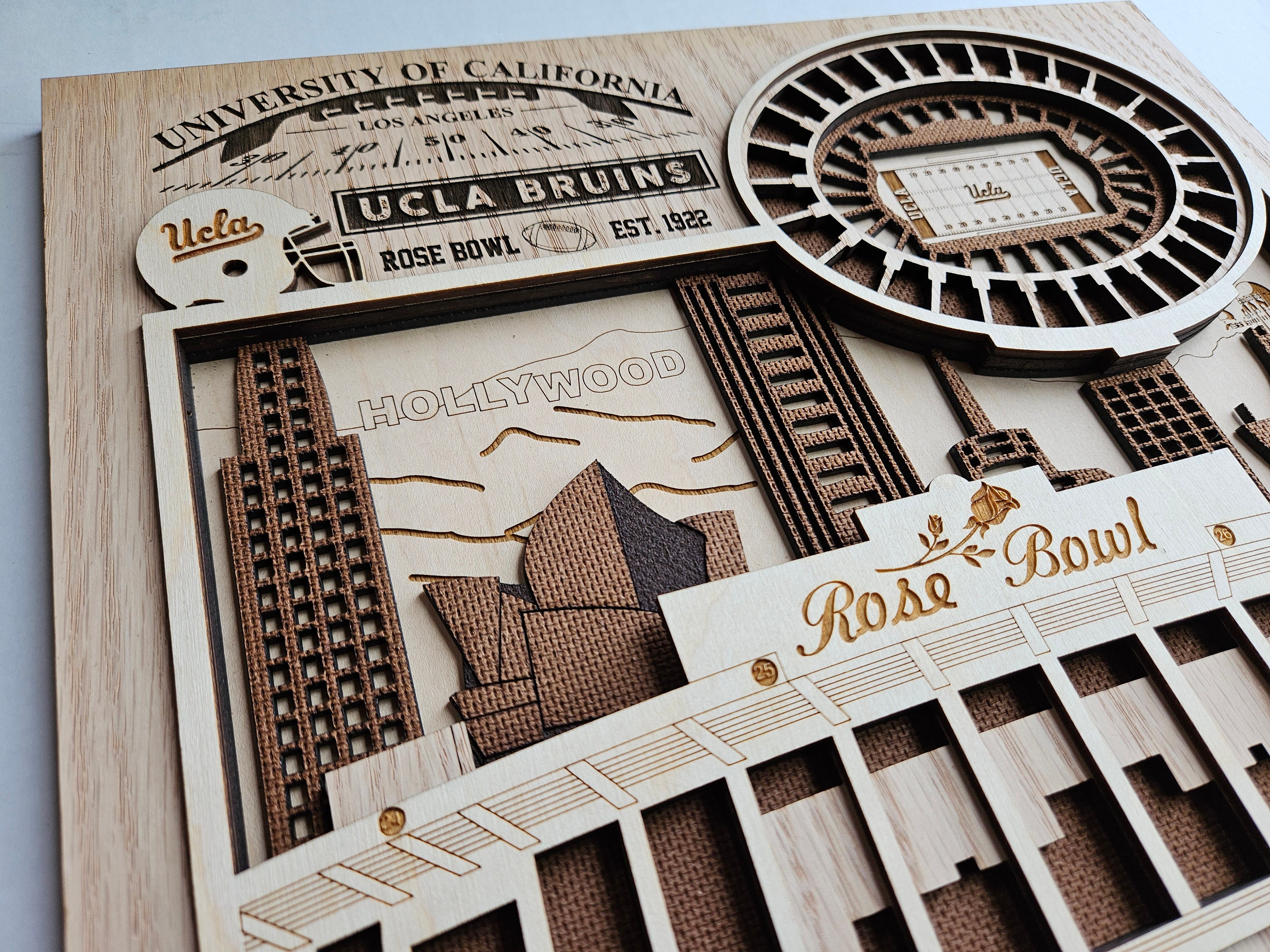 Rose Bowl Home of UCLA Football Layered Wooden Stadium Replica With Los ...