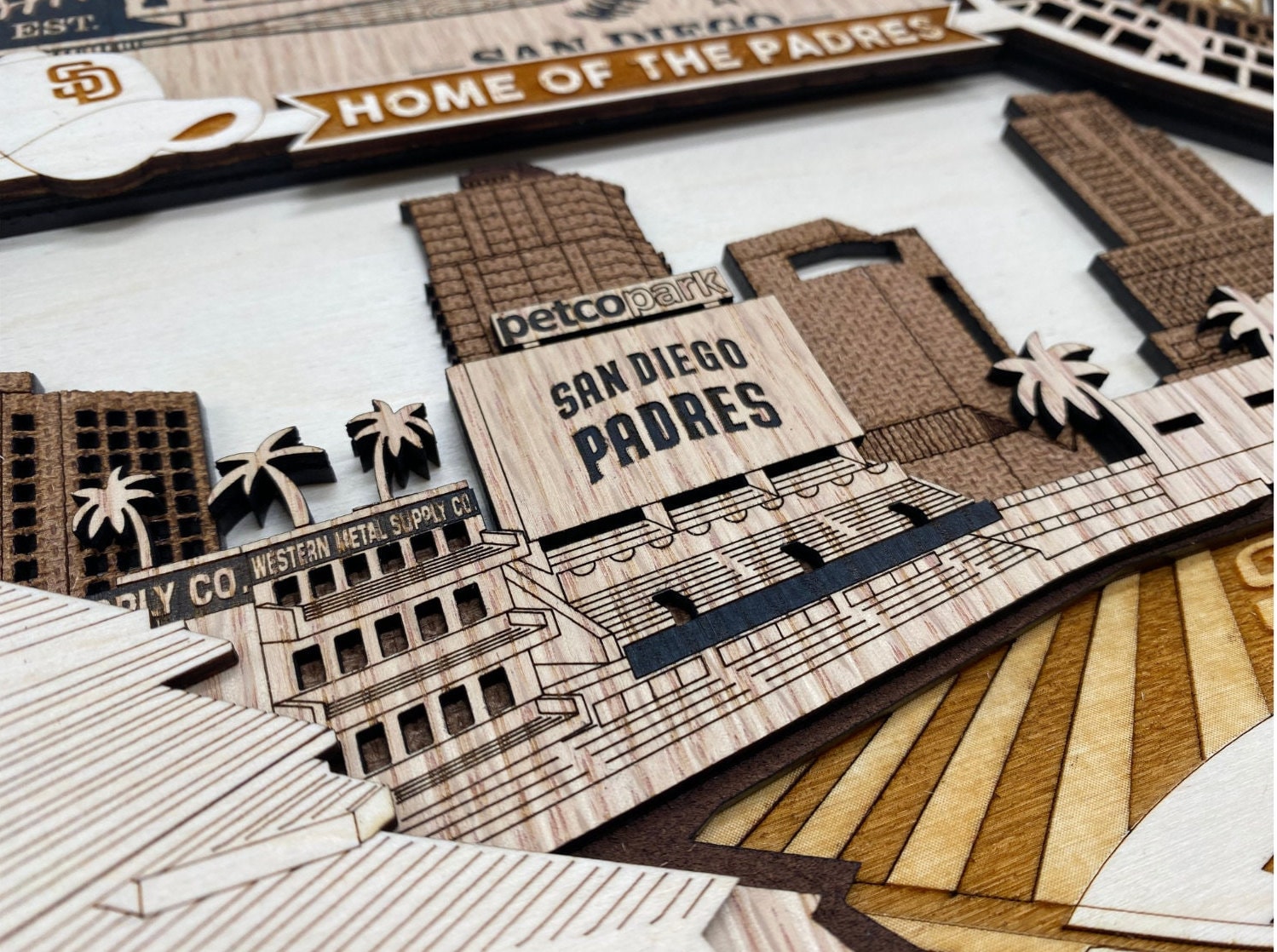 Petco Park Home of the San Diego Padres Layered Wooden Stadium With the ...