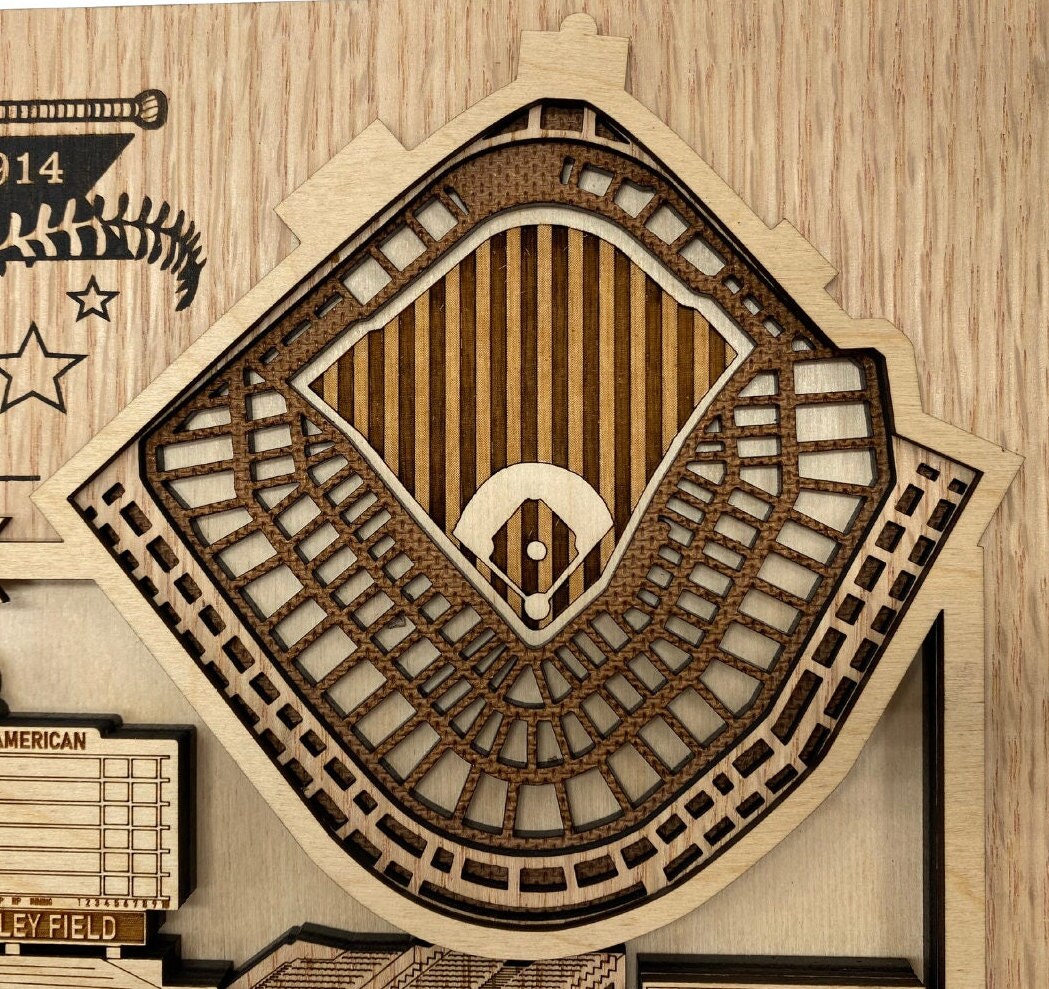Wrigley Field Home of the Chicago Cubs Layered Wooden Stadium With the ...