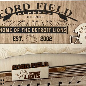 Ford Field - Home of the Detroit Lions - Layered Wooden Stadium With ...