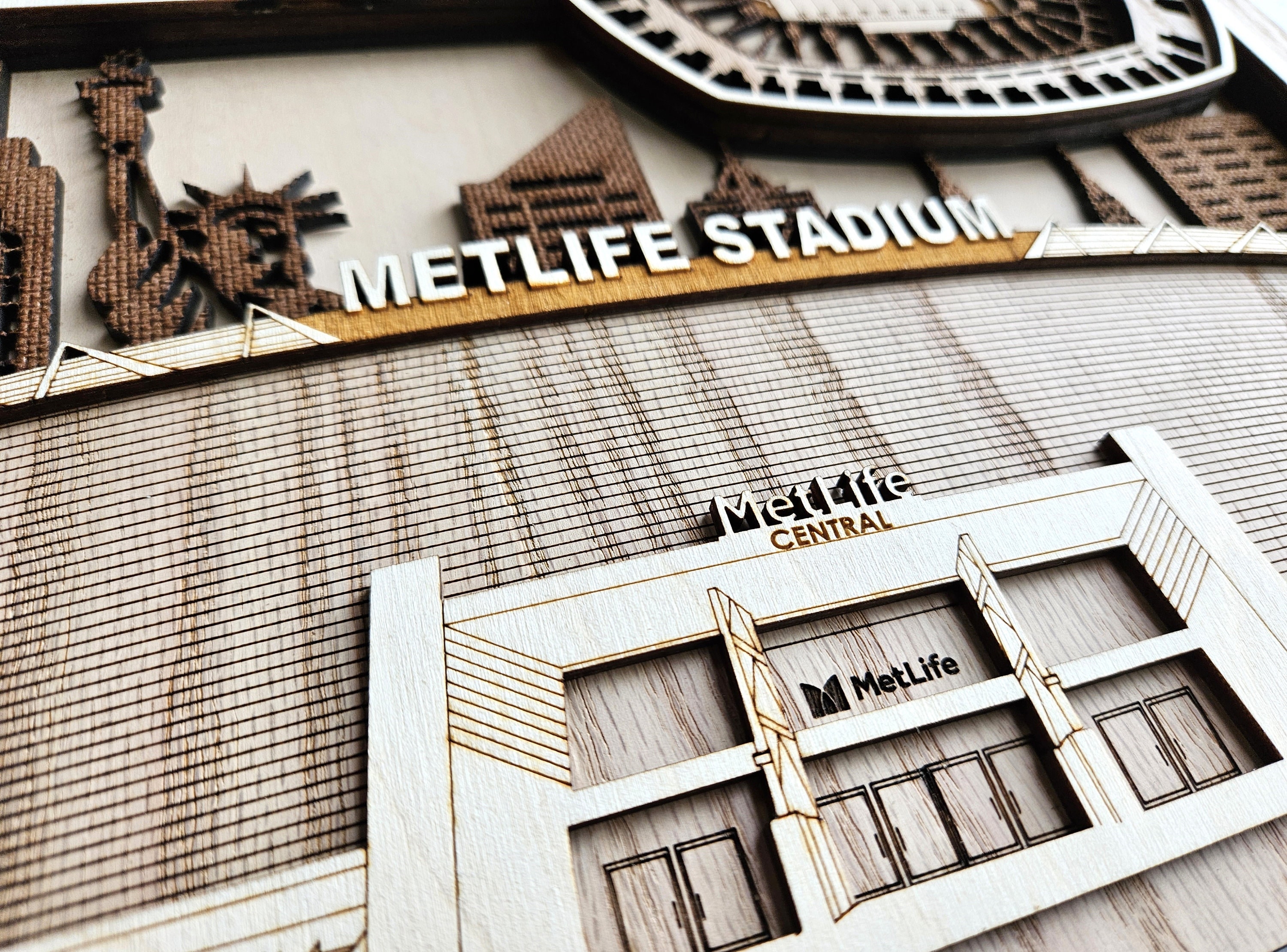 Metlife Stadium Home of New York Jets Football Layered Wooden Stadium ...
